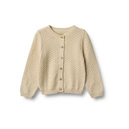 Wheat M&auml;dchen Strickjacke "Wheat Knit Cardigan Magnella", beige, Gr. 104, unifarben, 100% Baumwolle (Bio), Strickjacken