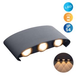 N&auml;ve LED Au&szlig;en-Wandleuchte N&Auml;VE, B:4cm H:8cm L:17cm, grau, Leuchten, "Auron", anthrazit, geschwungene Form, Lichtaustritt nach oben und unten, IP54
