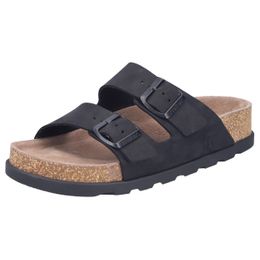 Rieker Damen Pantolette, Gr. 41, schwarz, Veloursleder, unifarben, Basic, Schuhe, Hausschuh, Sommerschuh, Strandschuh, Zweischnaller mit Softfu&szlig;bett