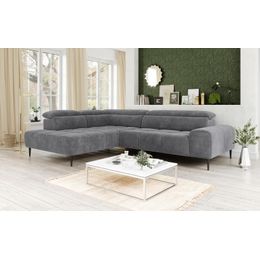 Ecksofa OTTO HOME, B:298cm T:222cm, grau, 92% POLYESTER (PES) / 8% POLYAMID (PA), Wohnzimmer, Sofas, "Theo L-Form, B: 298 cm", mit