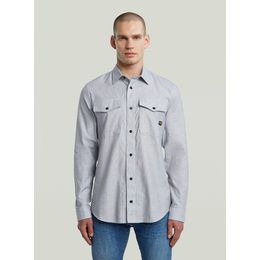 G-Star Raw G-STAR Herren Langarmshirt "Marine Slim Hemd", grau, Gr. M, Obermaterial: 70% Baumwolle, 30% Baumwolle, Shirts