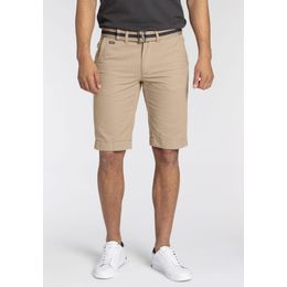 Bruno Banani Herren Chinoshorts "inkl. G&uuml;rtel &ndash; moderner Sommer‐Essential", beige, Gr. 38, unifarben, Twill, Obermaterial: 100% Baumwolle, Hosen,
