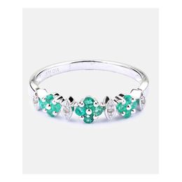 Diamant L'&eacute;ternel Eternity-Ring aus 375 Wei&szlig;gold mit Diamant mit Smaragd | Gr.: 53