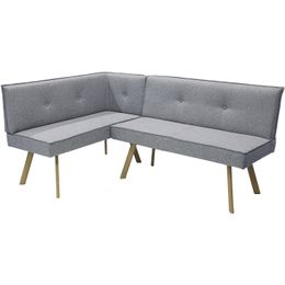 Eckbank ByLiving, B:183cm H:88cm T:56cm, grau, Stahl, Stoff, Esszimmer, Sitzb&auml;nke, "OTTAWA", Webstoff, Taschenfederkern, umlaufendem Keder und