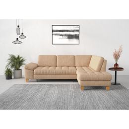 Sit & More Ecksofa SIT & MORE, B:261cm H:88cm T:179cm, braun, 100% Polyester, Wohnzimmer, Sofas, "Westham L-Form", mit Ottomane, mit oder ohne Schlaffunktion,