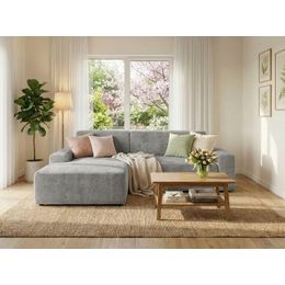 Ecksofa Trendmanufaktur, B:246cm H:73cm T:162cm, grau, 92%Polyester, 8%Polyamide, Wohnzimmer, Sofas, "Wien, wahlweise mit Sitzvorschub und