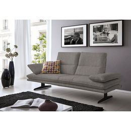 2-Sitzer W.Schillig, B:216cm H:94cm T:96cm, grau, Flachgewebe S22 (100% Polyester), Sofas, "broadway, Designsofa mit tollem Sitzkomfort, Breite
