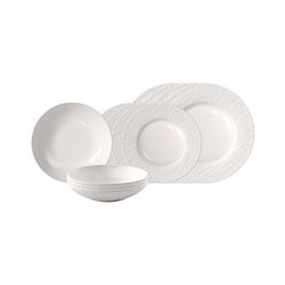Villeroy & Boch VILLEROY & BOCH Geschirr-Set "Tafelservice Manufacture Ice 12er Set wei&szlig;", 12, wei&szlig;, Geschirr-Sets, Sp&uuml;lmaschinenfest, Mikrowellensicher