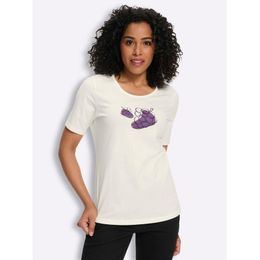 Sieh an! Rundhals-Shirt in lila + ecru-lila | Gr.: 48