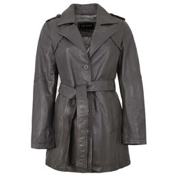Jilani Leder-Trenchcoat Lammnappa in Grau | Gr.: 42