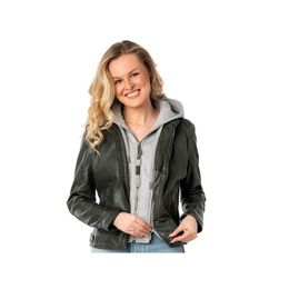 Mauritius Lederjacke Lammnappa Kapuze in Dunkeloliv | Gr.: XL