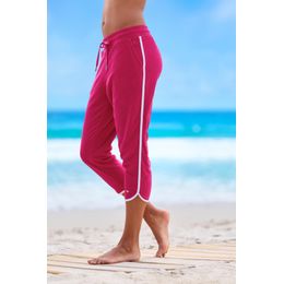 Kangaroos Damen Relax-Caprihose, Gr. 32, pink, Frottee, Obermaterial: 50% Baumwolle, 48% Polyester, 2% Elasthan, unifarben, Basic, Hosen, mit