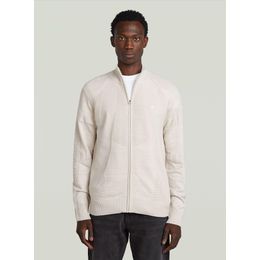 G-Star Raw G-STAR Herren Cardigan "3D Biker Full Zip Knit", beige, Gr. M, Obermaterial: 50% Baumwolle, 50% Polyacryl, Strickjacken