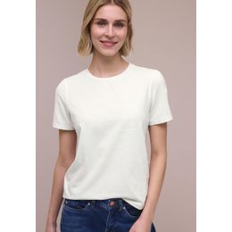 Street One Damen Print-Shirt, wei&szlig;, Gr. 44, gestreift, Stoff, 61% Polyester, 31% Viskose, 5% Elasthan, 3% metallisierte Fasern, Shirts, mit