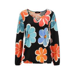 Aniston SELECTED Langarmshirt in schwarz-t&uuml;rkis-orange-blau-rot-beige | Gr.: 44