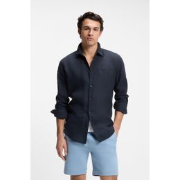 BOSS Orange Herren Leinenhemd "Relegant 6 M", blau, Gr. XXL, unifarben, Web, Obermaterial: 100% Leinen, Hemden, Kentkragen, reines Leinen, Regular Fit