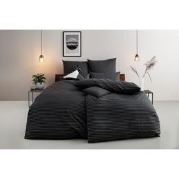 Bettw&auml;sche Bruno Banani, schwarz, Renforc&eacute;, Obermaterial: 100% Baumwolle, Bettw&auml;sche, "Jassen", moderne Bettw&auml;sche aus Baumwolle, Streifen-Design,