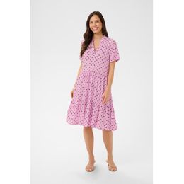 Saint Tropez Kleid EdaSZ Lockere Passform in Pink Brown Dot | Gr.: XXL