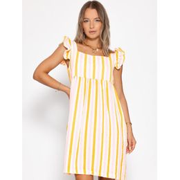SASSYCLASSY Gestreiftes Musselinkleid in Gelb | Gr.: XL