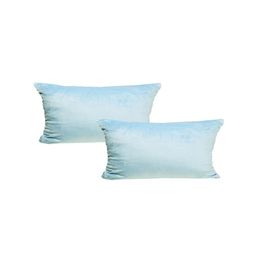 JACK 2er Set Teddy Flausch Kissenh&uuml;lle Kissenbezug in Hellblau | Gr.: 50x30-cm
