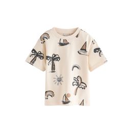 next T-Shirt Jungen Gr&ouml;&szlig;e 98 mokka / grau / schwarz / wollwei&szlig;