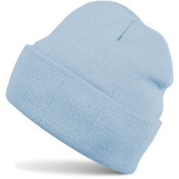 styleBREAKER Jungen Strickm&uuml;tze "Kinder Strickm&uuml;tze mit Krempe", blau, Modisch, Obermaterial: 100% Polyacryl PAN., M&uuml;tzen