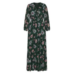 Zero Maxikleid langarm mit Blumen in Dark Green/Pink | Gr.: 34