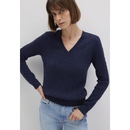 Mavi Damen V-Ausschnitt-Pullover "V-NECK SWEATER", blau, Gr. L, Stoff, 49% Viskose, 31% Polyester, 20% Polyamid, Pullover, Pullover Feinstrick