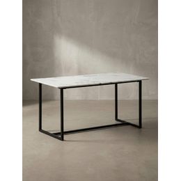 KADIMA DESIGN Esszimmertisch 120x60x76 cm K&uuml;chentisch in Marmor-Optik Modern, in Wei&szlig; | Gr.: 120 x 60 x 76 cm