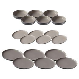 Ritzenhoff & Breker Geschirr-Set "Teller und Schalenset Jasper 18er Set", 18, grau, RITZENHOFF & BREKER, Geschirr-Sets, Sp&uuml;lmaschinengeeignet