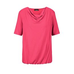 GOLDNER Damen Kurzarmshirt "Kurzgr&ouml;&szlig;e Blusenshirt mit Wasserfallausschnitt", rot, Basic, Gr. 21, Obermaterial: 95% Viskose CV. 5% Elasthan EL.,