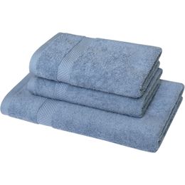 Handtuch Set Dyckhoff, blau, Walkfrottier, Obermaterial: 100% Baumwolle, Handtuch-Sets, "Planet", 2 Handt&uuml;cher (50x100cm), 1 Duschtuch (70x140cm)