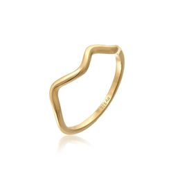 Elli Ring 925 Sterling Silber Geo, Wellen in Gold | Gr.: 58