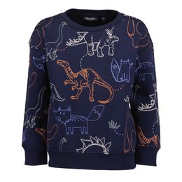 Blue Seven Jungen Sweatshirt, blau, Gr. 134, bedruckt, angeraute Sweatware, Obermaterial: 80% Baumwolle, 20% Polyester, Sweatshirts, Baumwollmischung