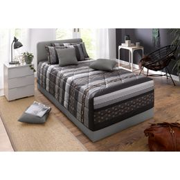 Polsterbett, B:125cm H:98cm L:210cm, grau, Westfalia Schlafkomfort, Bezug Bett: Microfaser (100% Polyester);Bonnell-Federkernmatratze: 51%