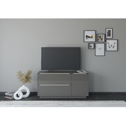 Lowboard, B:137cm H:71cm T:42cm, grau, SET ONE BY Musterring, Glas, Holzwerkstoff, Wohnzimmer, Sideboards, "Reno", Mit Sockel in diversen Farben, 71