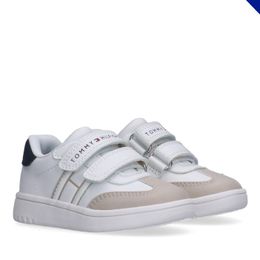 Tommy Hilfiger M&auml;dchen Sneaker, Gr. 29, wei&szlig;, Lederimitat, Schuhe, Freizeitschuh, Halbschuh, Klettschuh im Retro Look