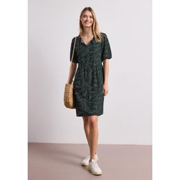 Street One Damen Sommerkleid, gr&uuml;n, Gr. 36, bedruckt, gebl&uuml;mt, Jersey, Obermaterial: 80% Viskose, 20% Nylon, Kleider, Sommerkleid mit Split Neck und