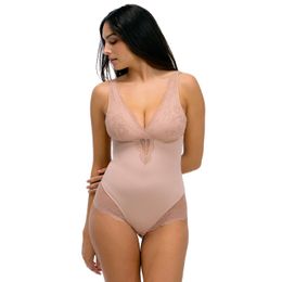 Damen Stringbody, beige, Gr. S, MAGIC BODYFASHION, Mikrofaser, Obermaterial: 83% Polyamid, 17% Elasthan, Bodys, leichter Shape-Effekt, elegant, mit