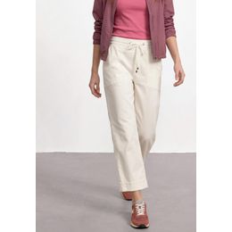 Street One Damen Stoffhose, beige, Gr. 32, unifarben, Web, 66% Baumwolle, 30% Polyester, 4% Elasthan, Hosen, High Waist