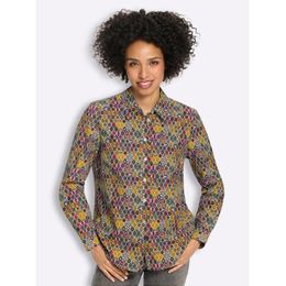 Heine Druck-Bluse in petrol-ocker-bedruckt | Gr.: 46
