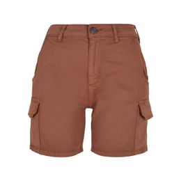 Urban Classics Damen Cargohose "Urban Classics Damen Ladies High Waist Cargo Shorts", braun, Gr. 33, unifarben, 98% Baumwolle, 2% Elasthan, Hosen