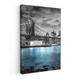 OnlyWow Leinwand Bilder Erleuchtete Br&uuml;cke | Gr.: 90 x 140 cm