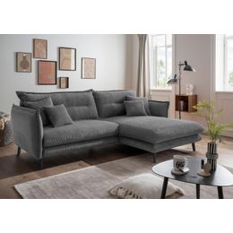 Ecksofa Home Affaire, B:255cm H:94cm T:180cm, grau, 93% Polyester, 7% Polyamid, Wohnzimmer, Sofas, "Lazio, 255 x 180 cm, modern und bequem", Cord,
