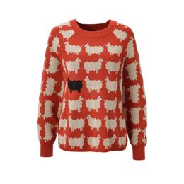 Aniston CASUAL Strickpullover in rot-beige-schwarz | Gr.: 34
