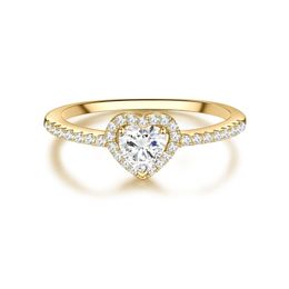 Trilani Ring Herz aus Sterling Silber mit Zirkonia in gelbgold | Gr.: 58