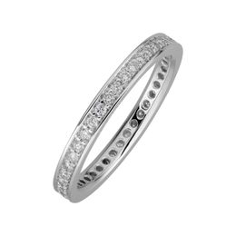 LYOMI Damen Fingerring "585/- Wei&szlig;gold Memoire synth. Diam. 0,49ct.", 058 (18,5), 0,49 VS = sehr kleine Einschl&uuml;sse, Gold, silber, Gold, Fingerringe