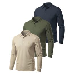 Normani 3er Set Herren Langarm Poloshirt Lyroe in Beige/Oliv/Navy | Gr.: XL
