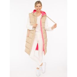 Zwillingsherz Damen Steppweste ""Smile"", beige, Gr. XXL, Steppware, Obermaterial: 100% Polyester, Westen, Smile-Steppung hinten, Zippern seitlich,