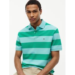 Tommy Hilfiger Herren Poloshirt "BLOCK STRIPE"jade wink, arctic aqua, Gr. S, Piqu&eacute;, Obermaterial: 96% Baumwolle, 4% Elasthan, Shirts